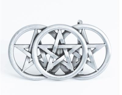 China Custom 3D Pentagram Belt Buckle Zinc Alloy Silver Finish OEM ODM 1.5 Inch Width for sale