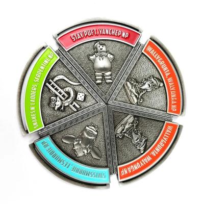 China 5 Part Antique Segment Silver Custom Medals With Magnet Custom die cast for sale