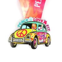 China Large Size Multi Color Filled Zinc Alloy Metal Award Medal Dual Material Custom Shape 1.5 Inch Ribbon for sale
