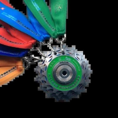 China Custom Cycling Gear Medal 5 Speed Design Die Cast Zinc Alloy Logo Printed for sale