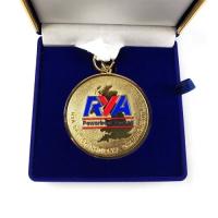 China Custom Logo Engraved Racing Sports Award Medal Zinc Alloy 1.5 Inch Ribbon Velvet Box for sale