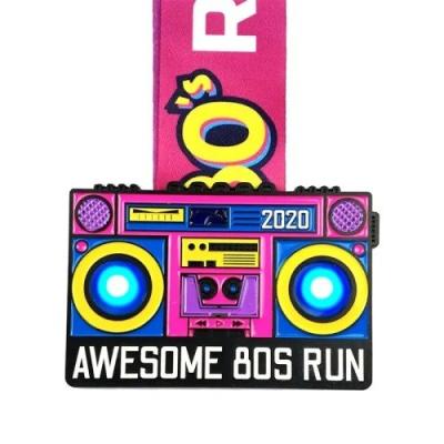 China Custom LED Flashing Award Medals for Marathon Race Finishers with Zinc Alloy and 1.5 Inch Ribbon for sale