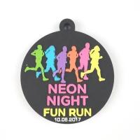 China Custom PVC Rubber Medals 3D Eco Friendly for Neon Night Fun Run 1.5 Inch Ribbon for sale
