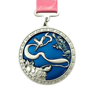 China Matt Silver 10K Virtual Run Challenge Finisher Medal Customizable Zinc Alloy for sale