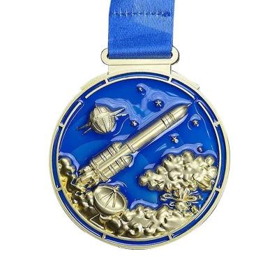 China Custom 3D Die Cast Zinc Alloy Marathon Finisher Medal 1.5 Inch Ribbon for sale