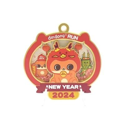 China Custom Running Medals Zinc Alloy 1.5 Inch Ribbon Enameled Awards with Logo for sale