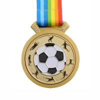 China Custom Engravable Soccer Medals Gold Football Medal with Free Lanyard 1.5 Inch Ribbon for sale
