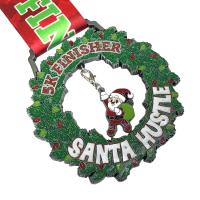 China Zinc Alloy Kids Christmas Medals 1.5 Inch Ribbon Custom Holiday Gaming Awards for sale