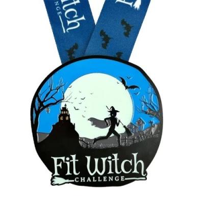 China Glowing Fit Witch Challenge Halloween Medal / Custom Made Medals for sale