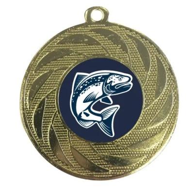 China Custom Zinc Alloy Fishing Medals 1.5 Inch Ribbon for Clubs Awards for sale