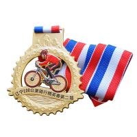 China Custom Cycling Medals Bulk Stock Finisher Bicycle Team Challenge Awards 1.5 Inch Ribbon for sale