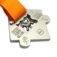 China Custom 10KM Glitter Children Virtual Running Medal Souvenir Finisher Award 1.5 Inch Ribbon for sale