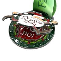 China Custom Christmas Santa Marathon Finisher Medal Zinc Alloy 1.5 Inch Ribbon for sale