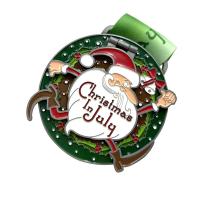 China Custom Christmas Santa Marathon Finisher Medal Zinc Alloy 1.5 Inch Ribbon for sale