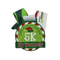 China Zinc Alloy Kids Christmas Medals 1.5 Inch Ribbon Custom Holiday Gaming Awards for sale