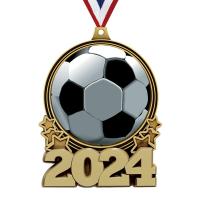 China Custom Engravable Soccer Medals Gold Football Medal with Free Lanyard 1.5 Inch Ribbon for sale