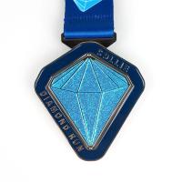 China Custom Glitter Medal with Ribbon Soft Enamel 1.5 Inch Width Zinc Alloy for sale