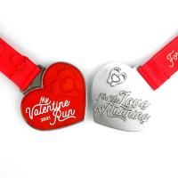 China Recycle Valentines’ Day Fun Run Heart Medals Personalized With Names for sale