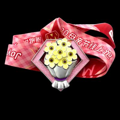 China Custom Mother's Day Run Finisher Medal Zinc Alloy 1.5 Inch Ribbon for sale