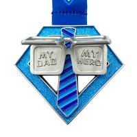 China Custom Father's Day 10K Running Finisher Medal Zinc Alloy 1.5 Inch Ribbon for sale