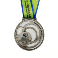 China Custom Cycling Medals Soft Enamel Hard Enamel Bicycle Race Awards Zinc Alloy 1.5 Inch Ribbon for sale