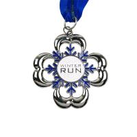 China Custom Soft Enamel Glitter Medal with Ribbon 1.5 Inch Width Clear Glossy Finish for sale
