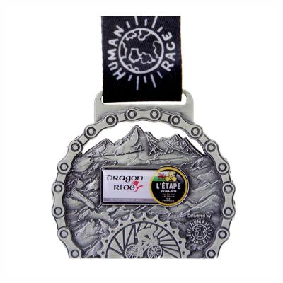 China Custom Cycling Medal Bulk Stock Finisher Bicycle Team Challenge Awards 1.5 Inch Ribbon for sale