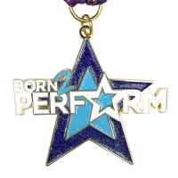 China Custom Die Casting Star Shaped Medal with Lacquer Baked 1.5 Inch Ribbon for sale
