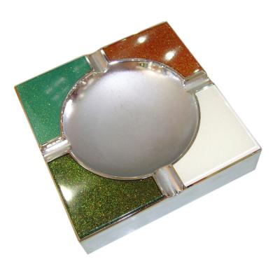 China Customized Square Glass Ashtray with Logo 4 Cigarette Rests Promotional Gift for sale