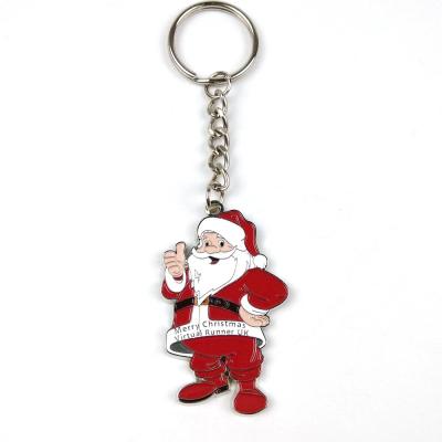 China Custom Soft Enamel Santa Keychain 50mm Zinc Alloy Christmas Promotional Gift for sale