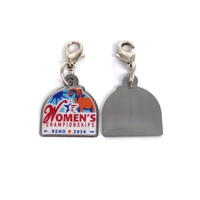 China Antique Silver Zinc Alloy Soft Enamel Keychain 50mm Custom UV Printing Promotional Gift for sale