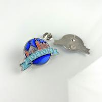 China Custom Enamel City Pin Badge Offset Printing Silver Sandblasting Zinc Alloy 18 Years Factory for sale