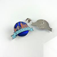China Custom Enamel City Pin Badge Offset Printing Silver Sandblasting Zinc Alloy 18 Years Factory for sale