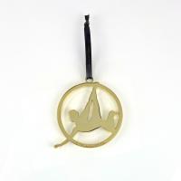 China Custom Gymnastics Medal Ornament Shiny Gold Zinc Alloy 0.5 Inch Ribbon for sale