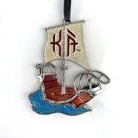 China Custom Zinc Alloy Sailboat Pendant Medal with KA Show Design 0.5 Inch Ribbon for sale