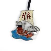 China Custom Zinc Alloy Sailboat Pendant Medal with KA Show Design 0.5 Inch Ribbon for sale