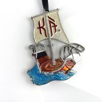China Custom Zinc Alloy Sailboat Pendant Medal with KA Show Design 0.5 Inch Ribbon for sale