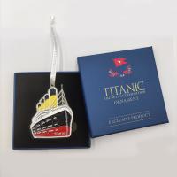 China RMS Titanic Keepsake Medal Pendant Engraved Embossed Design Zinc Alloy 0.5 Inch Ribbon Holes for sale