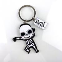 China Custom Zinc Alloy Soft Enamel Skull Keychain 2 1/3 Inch Movable Spinning Design Promotional for sale