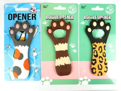 China Custom Cat Paw Bottle Opener Fridge Magnet 1.5 Inch Ribbon UV Printing Promotional Gift for sale