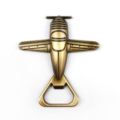 China 3.5x3 Inch Zinc Alloy Die-Cast Airplane Bottle Opener Antique Brass Custom for sale