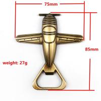 China 3.5x3 Inch Zinc Alloy Die-Cast Airplane Bottle Opener Antique Brass Custom for sale