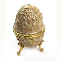 China Elegant Egg Shaped Rhinestone Jewelry Box with Velvet Lining Zinc Alloy 3D Design for sale