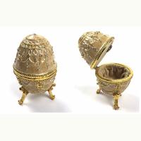 China Elegant Egg Shaped Rhinestone Jewelry Box with Velvet Lining Zinc Alloy 3D Design for sale
