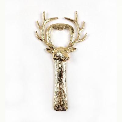 China Custom Deer Head Bottle Opener 2.5 oz Shiny Gold with Adorable Panda Characters for sale