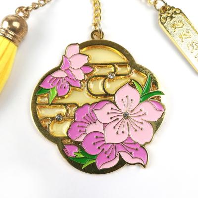 China Custom Soft Enamel Keychain 50mm Antique Gold Stainless Steel Ring Trolley Coin Keyring for sale