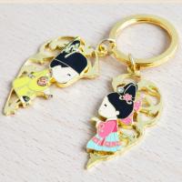 China Custom Soft Enamel Couple Keychain Set 25mm Diameter 50mm Keyring for Branding for sale