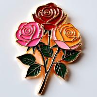 China Zinc Alloy Rose Bouquet Fridge Magnet with Metallic Leaves 9-10 Colors Custom Shape for sale