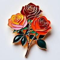 China Zinc Alloy Rose Bouquet Fridge Magnet with Metallic Leaves 9-10 Colors Custom Shape for sale