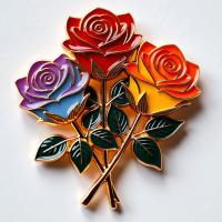 China Zinc Alloy Rose Bouquet Fridge Magnet with Metallic Leaves 9-10 Colors Custom Shape for sale